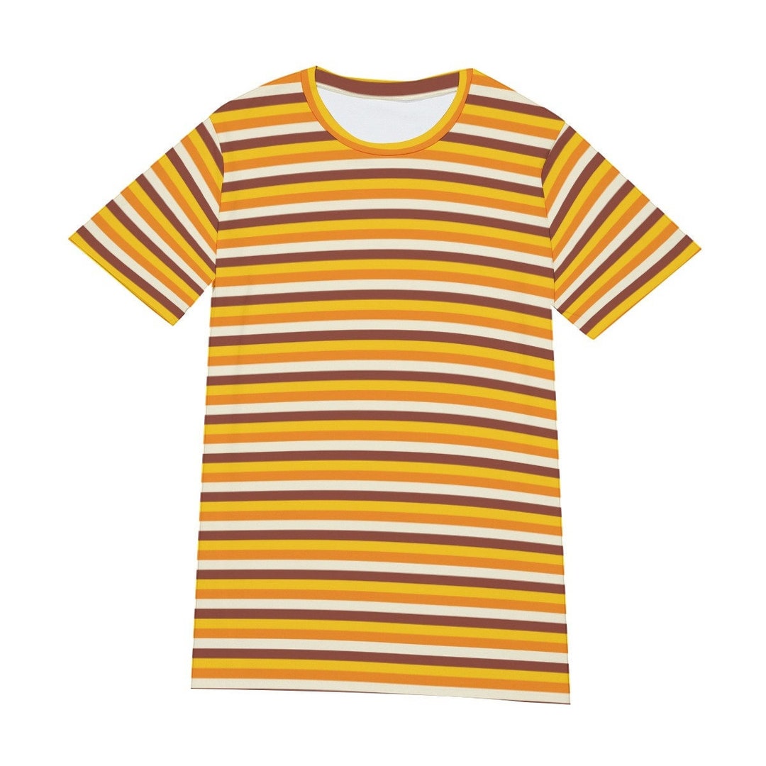 Retro T-shirt Men, 100% Cotton T-shirt, Men's Orange Top, Men's Stripe Top, Men's Vintage Style ...