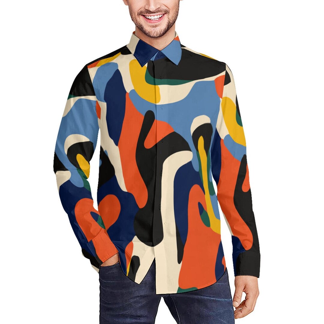 Abstract Shirt Men, Opt Art Shirt, Mod Shirt Men, 60s Style Shirt, 60s ...