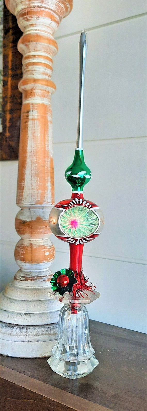 glass finial Ornament Christmas mercury Glass Ornament Vintage ...