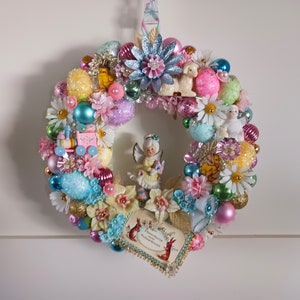 Easter Bells Wreath Spring Wreath Vintage Porcelain Lady Feminine Fresh ...