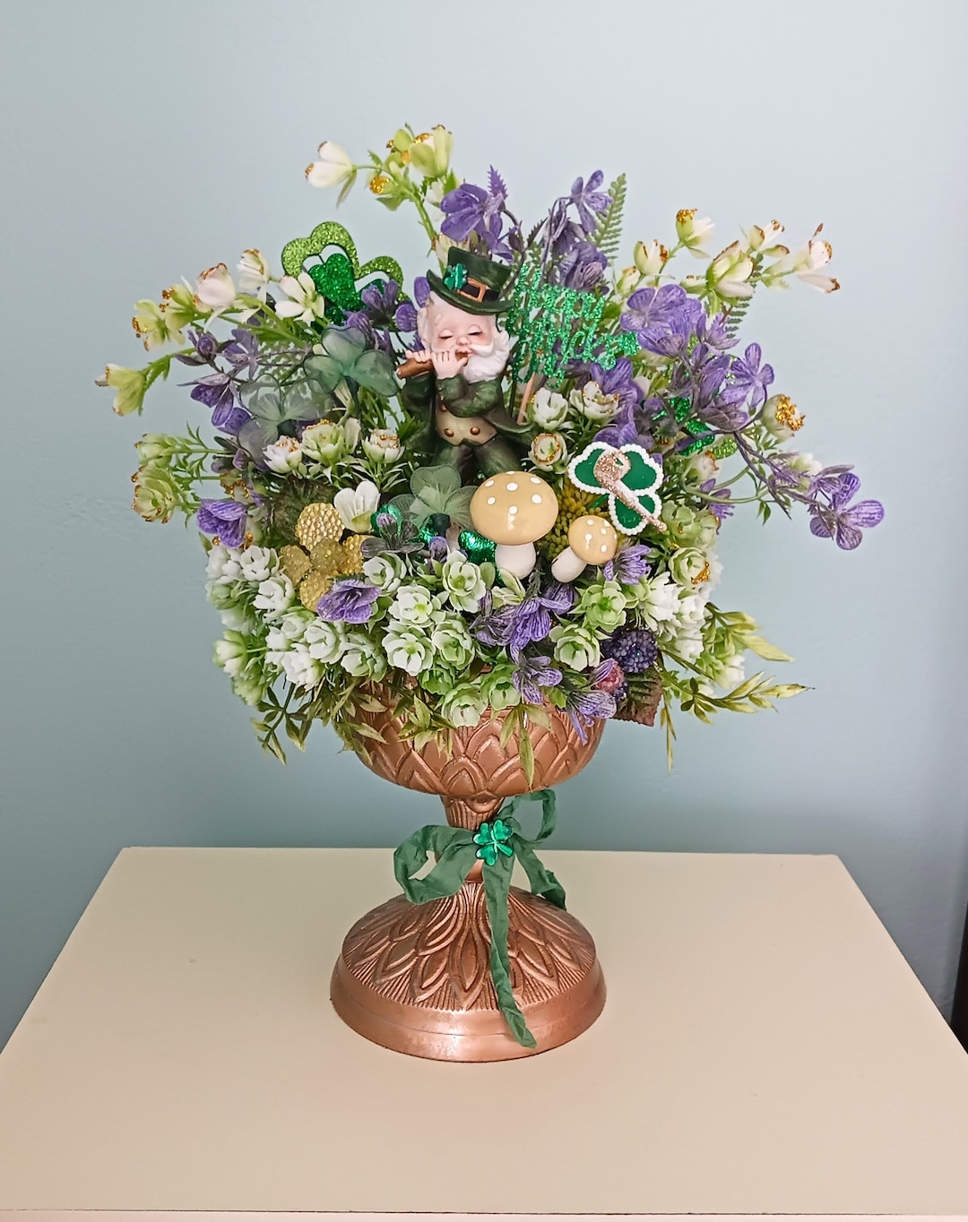 Pot of Gold St Patrick's Day Vintage Arrangement Centerpiece Leprechaun ...