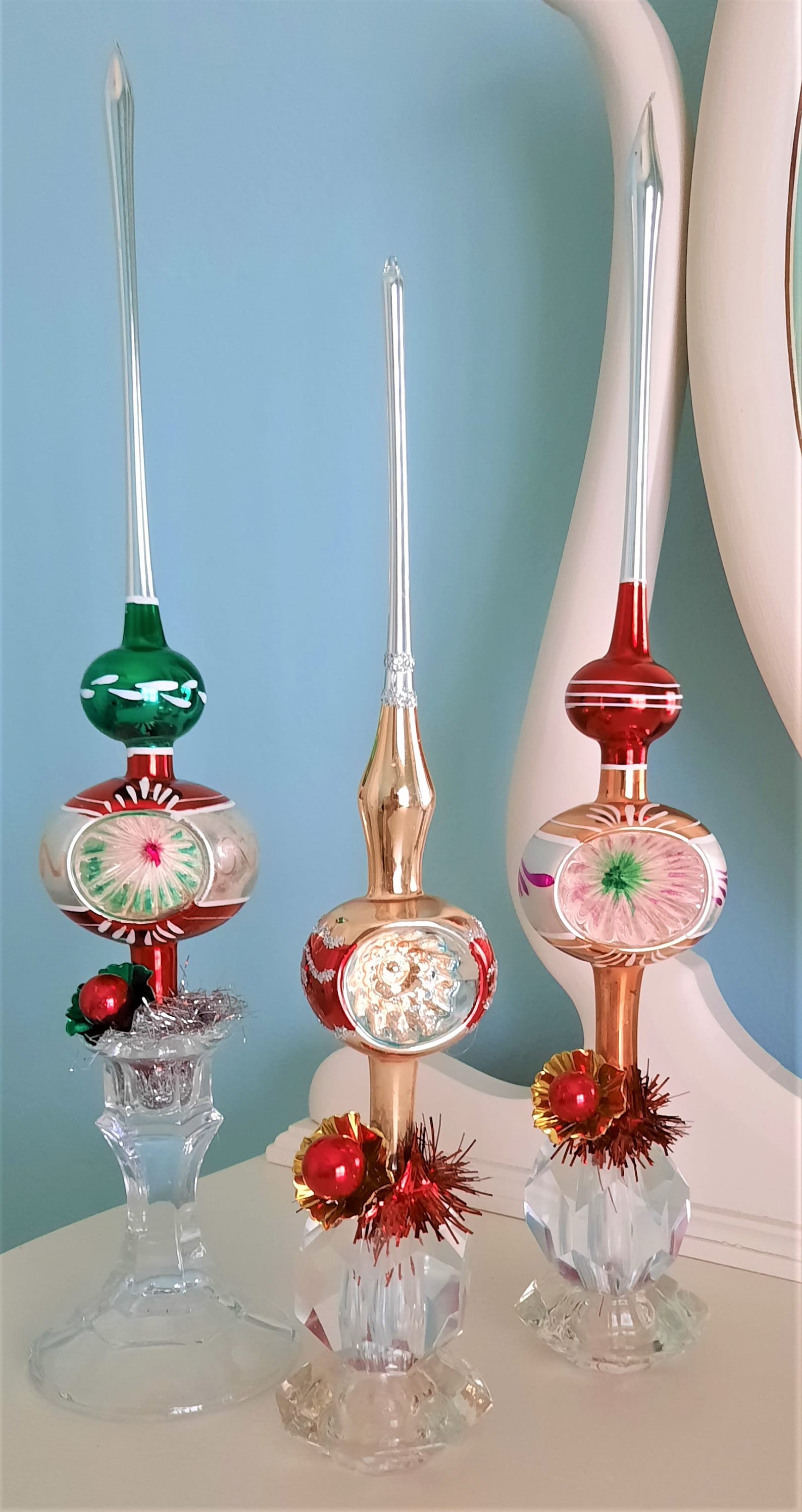 Vintage Mercury Glass Tree Topper Finial Christmas Decoration | Etsy