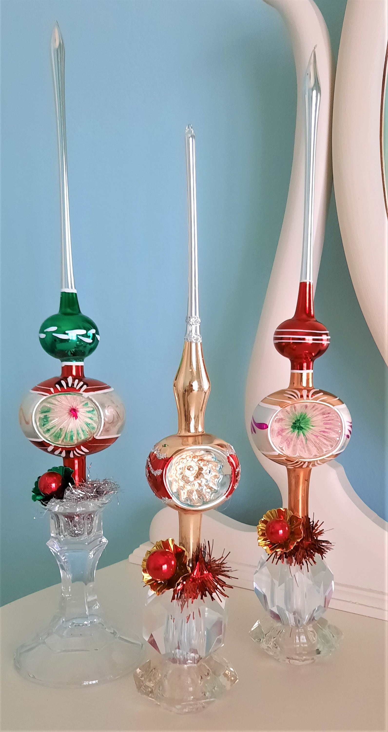 Vintage Mercury Glass Tree Topper Finial Christmas Decoration | Etsy