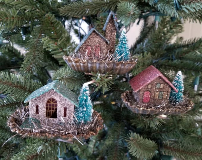 Vintage Mica Putz House Clip on Christmas Ornaments German Unique ...