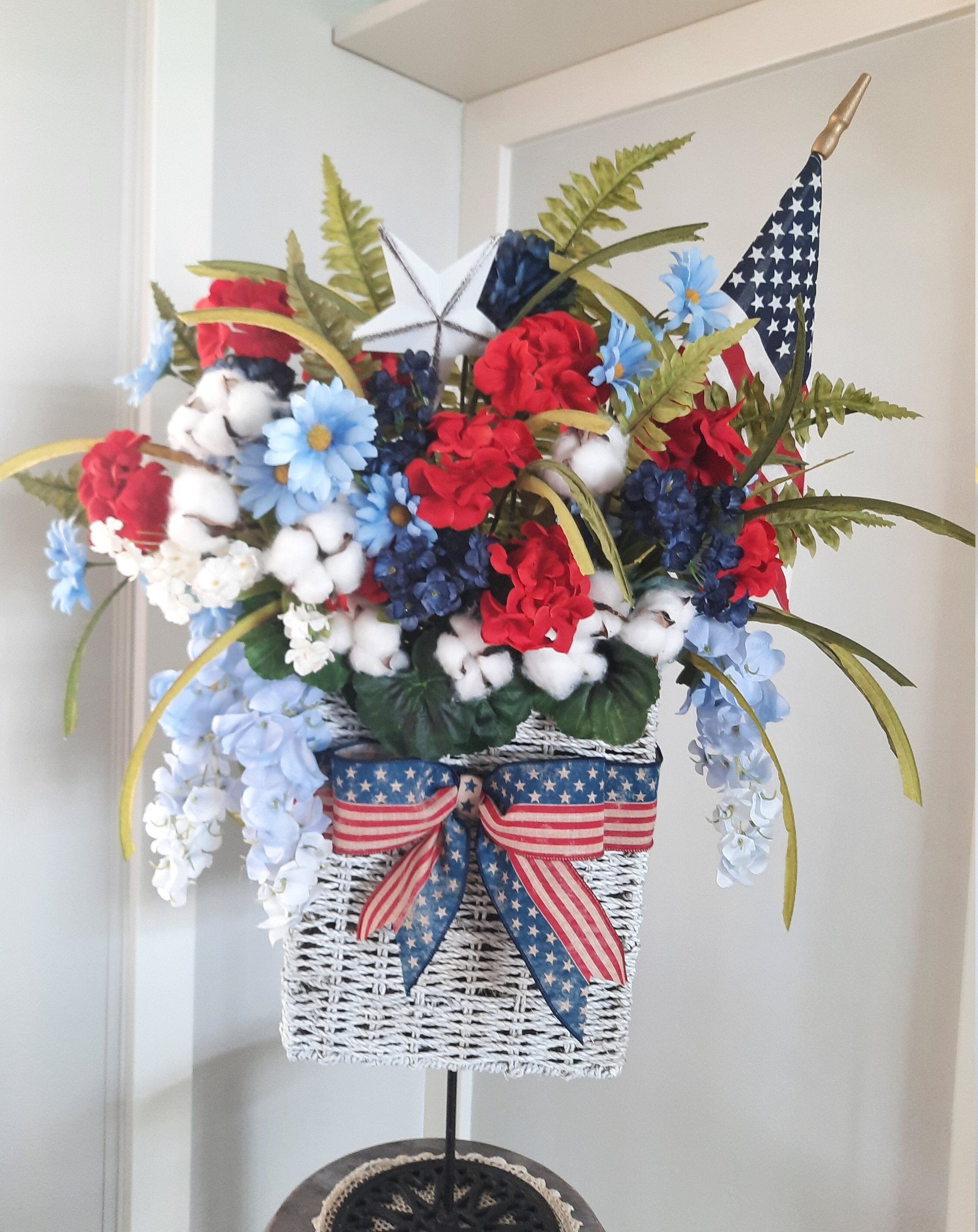 LARGE PATRIOTIC Door Basket Fourth of July Arrangement - Etsy UK