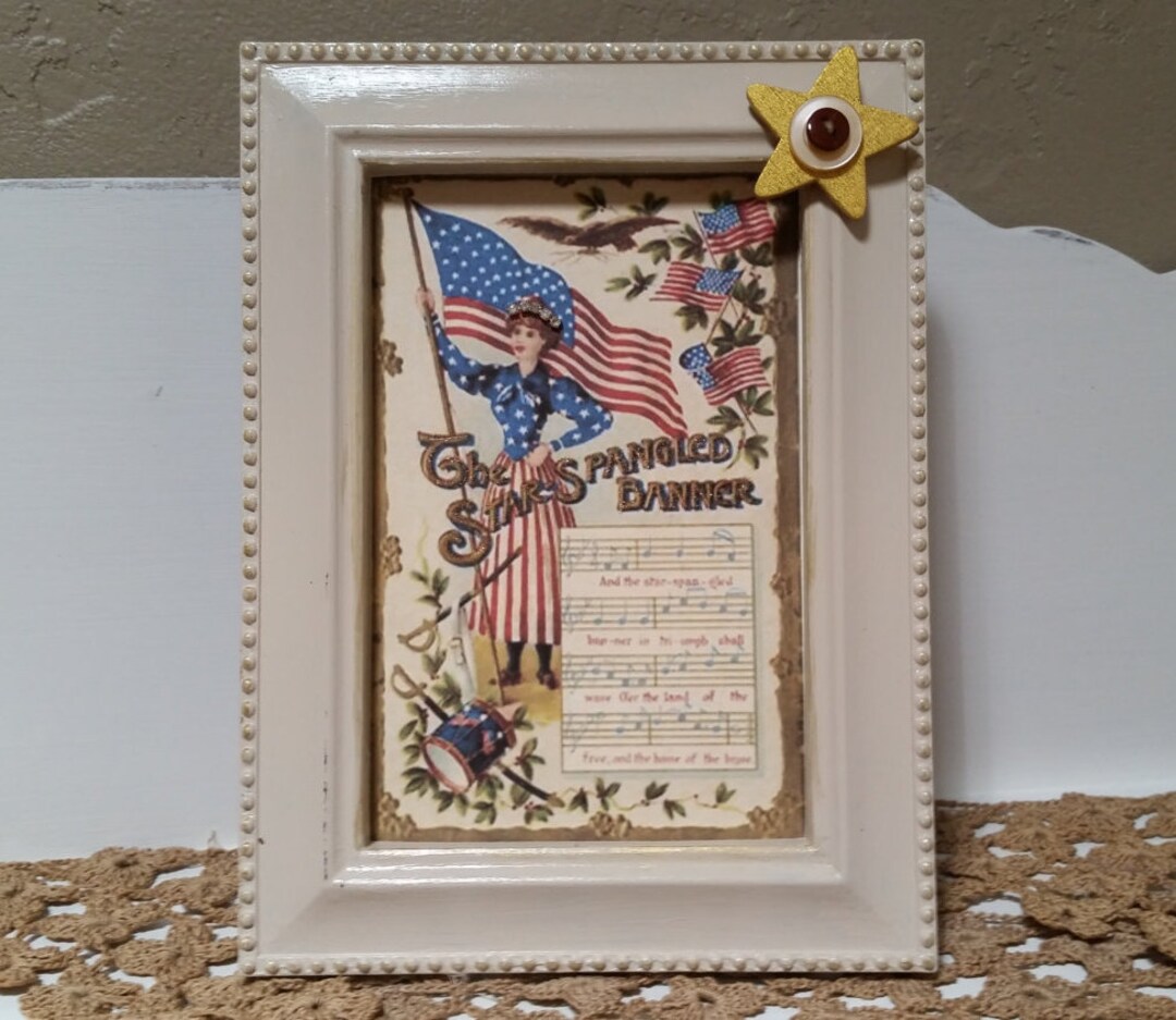 PATRIOTIC Picture Fourth of July Illustration Star Spangled Banner Wall ...