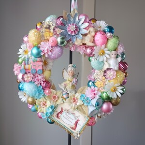 Easter Bells Wreath Spring Wreath Vintage Porcelain Lady Feminine Fresh ...
