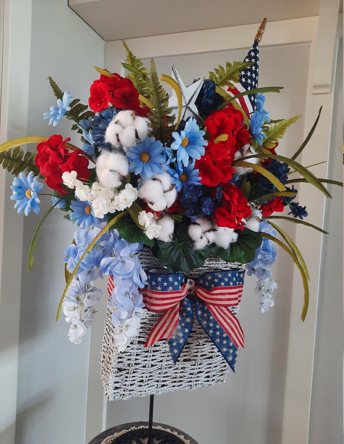 LARGE PATRIOTIC Door Basket Fourth of July Arrangement - Etsy UK