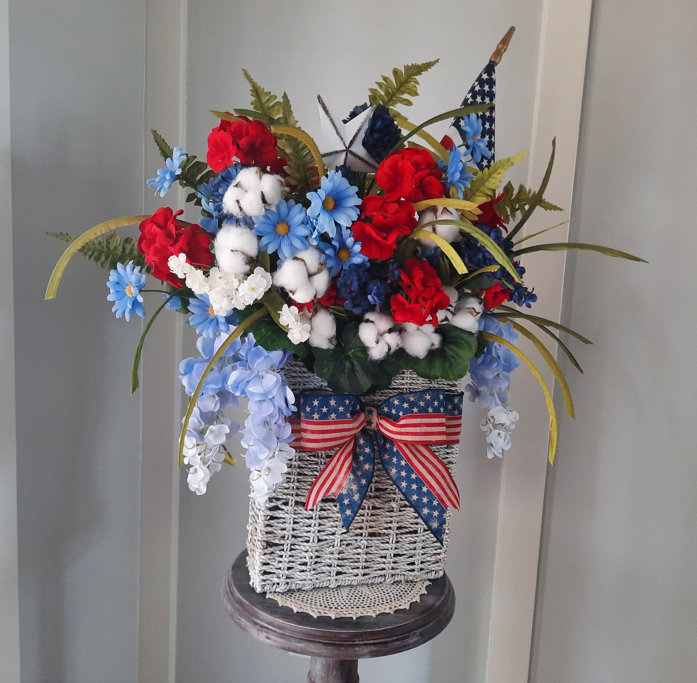 LARGE PATRIOTIC Door Basket Fourth of July Arrangement - Etsy UK