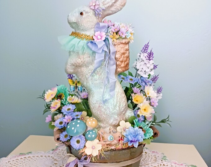 Vintage Style Paper Mache Easter Bunny Arrangement Centerpiece ... Vintage Style Paper Mache Easter Bunny Arrangement Centerpiece ...