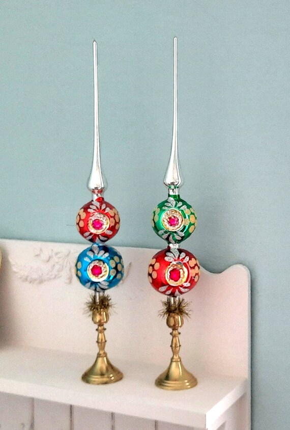 glass finial Ornament Christmas mercury Glass Ornament Vintage ...