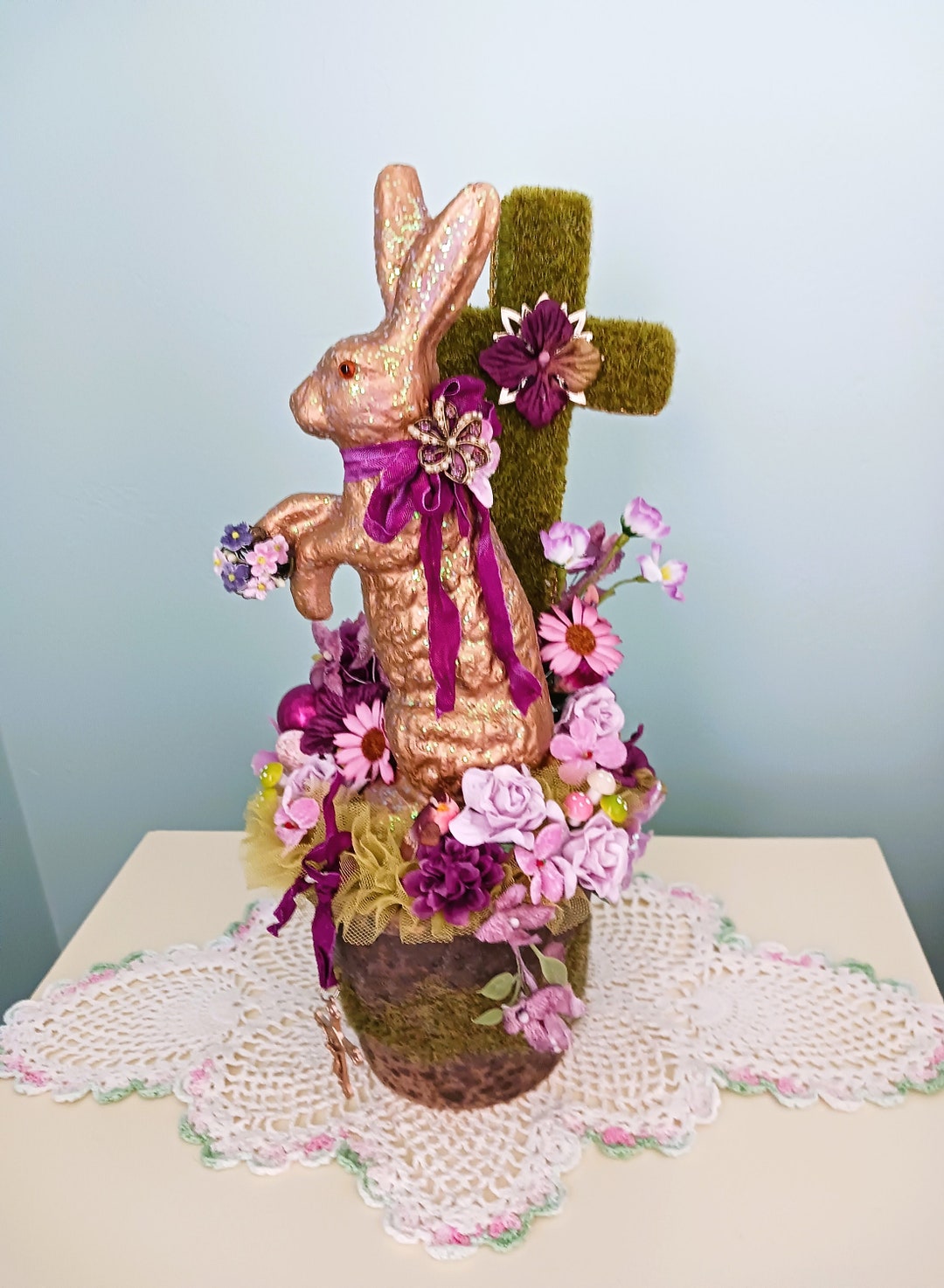 Vintage Style Paper Mache Easter Bunny Arrangement Centerpiece Faux ... Vintage Style Paper Mache Easter Bunny Arrangement Centerpiece Faux ...