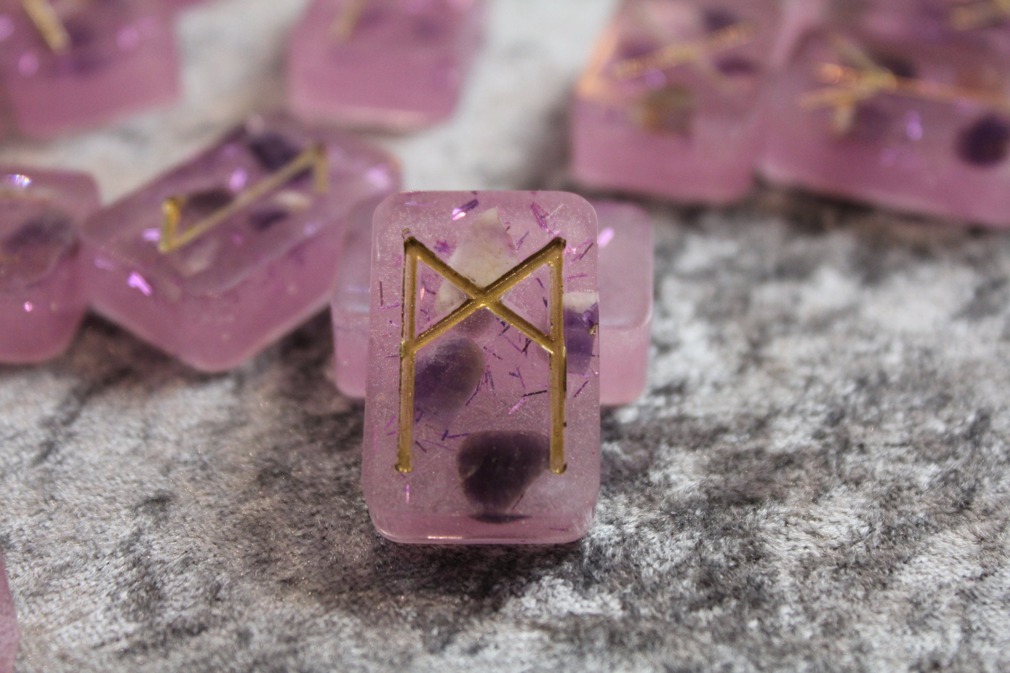 Resin Rune Stone With Real Amethyst Pieces - Etsy UK