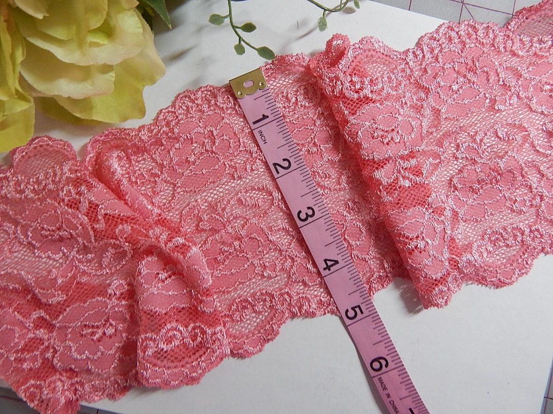 Coral Stretch Lace 5" Wide Elastic Lace SHEER Soft Stretch Lace Trim ...