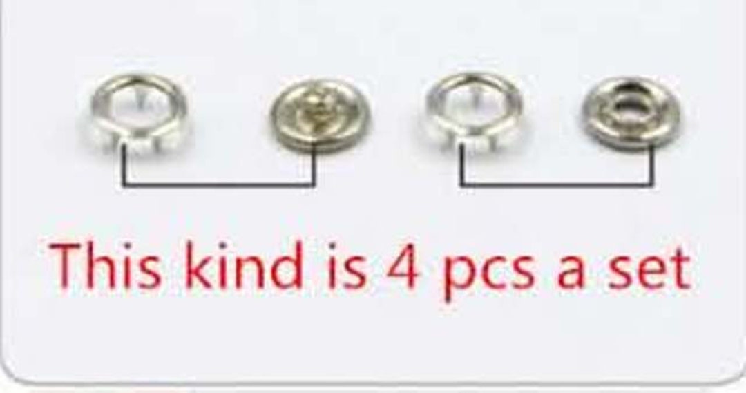 NO Sew Snaps Metal Open Ring Snaps Sets - Size 15 - (3/8") 9.5mm Silver ...