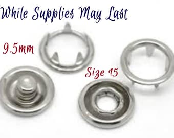 100 Metal or Enamel Prongs Open Ring Prong No Sew Snap Fastener Set ...