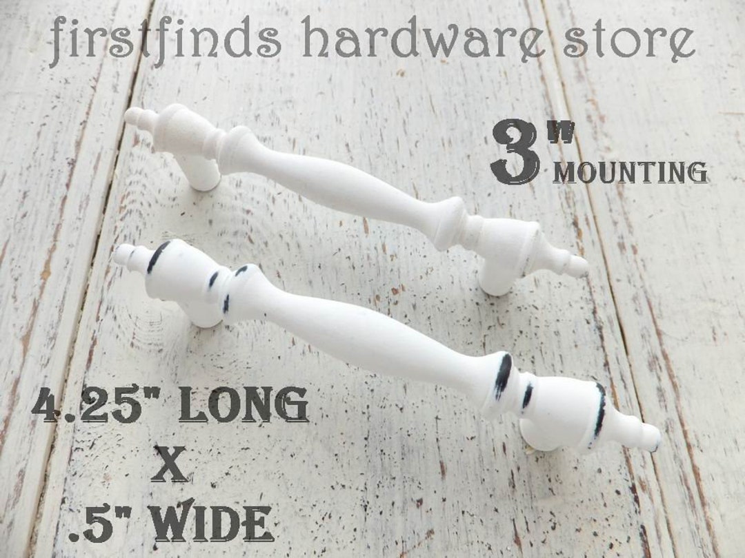 Short Shabby Chic White Drawer Pull Painted Kitchen Cabinet Handle ...