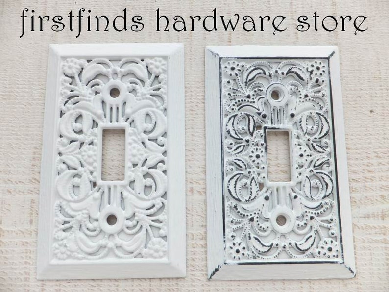 Filigree Light Switch Plate Shabby Chic Sets Distressed White ...