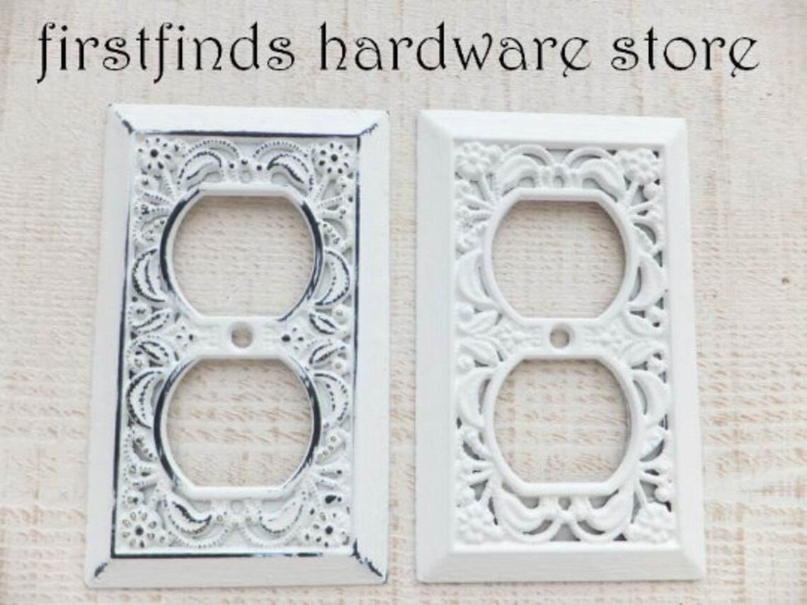 Filigree Light Switch Plate Shabby Chic Sets Distressed White ...