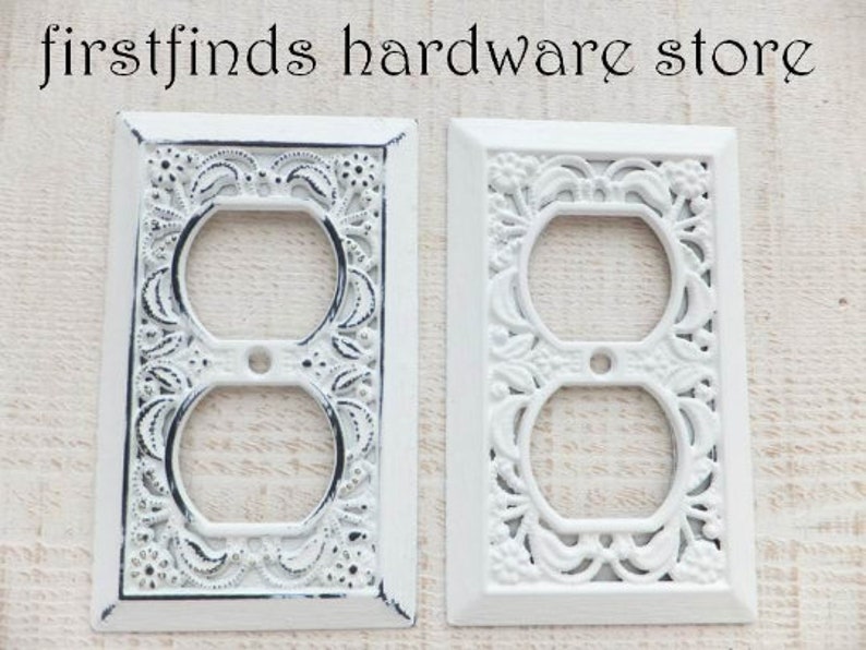 Filigree Light Switch Plate Shabby Chic Sets Distressed White ...