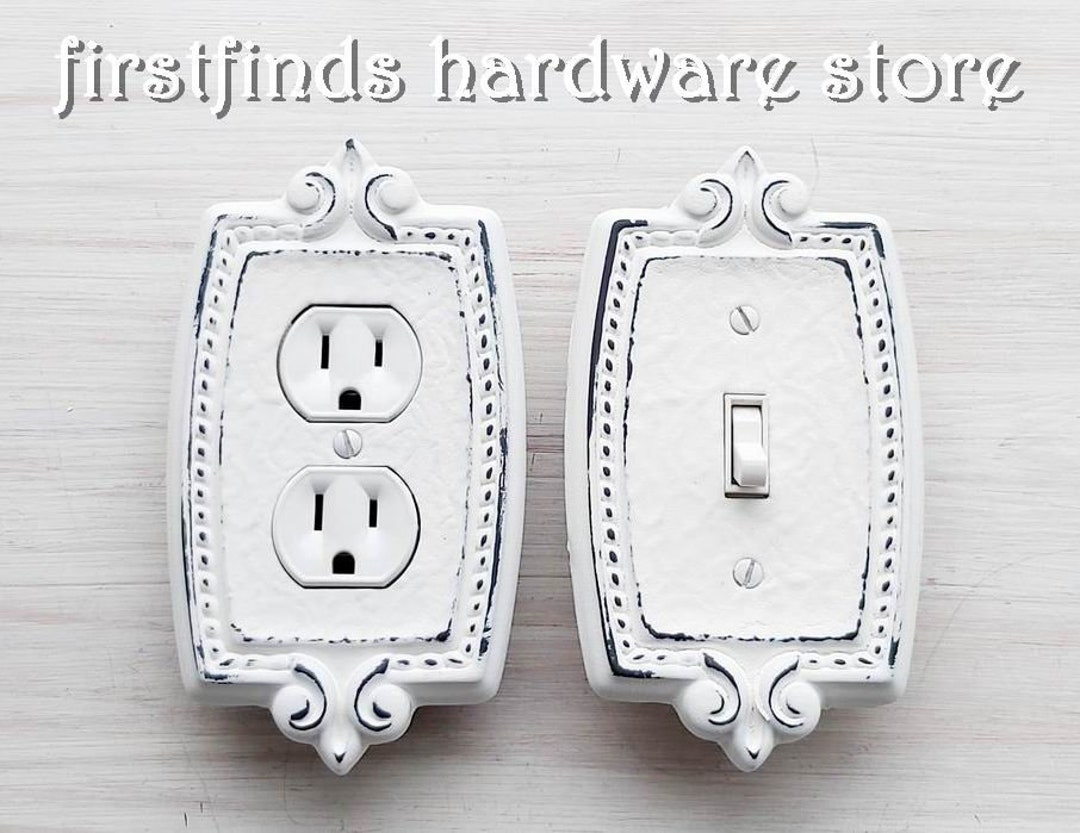 Genuine Vintage Metal Electrical Plates Light Switch Combination Outlet ...