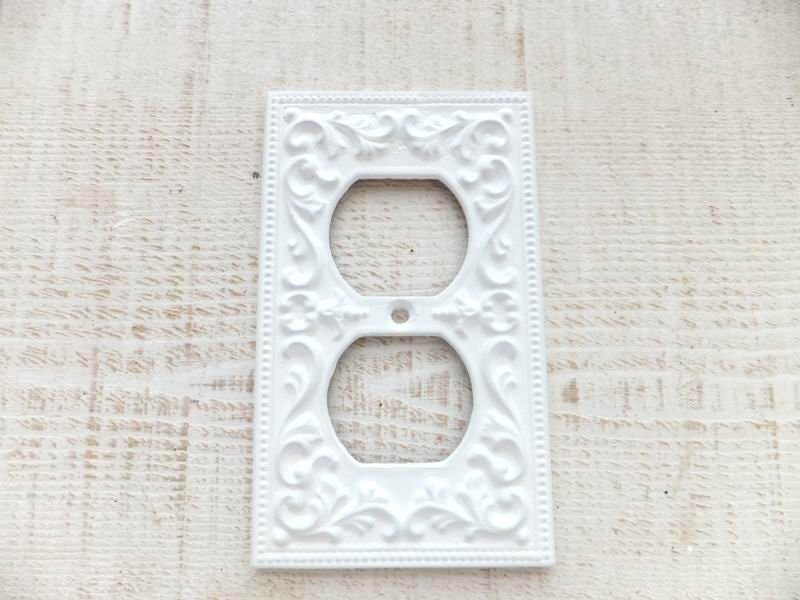 Outlet Plug Plate Shabby Chic White Electrical Cover Painted | Etsy