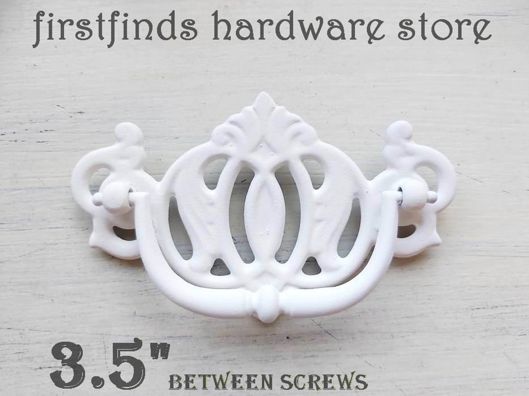 Solid White Filigree Drawer Pulls Shabby Chic Handles Classic Furniture ...