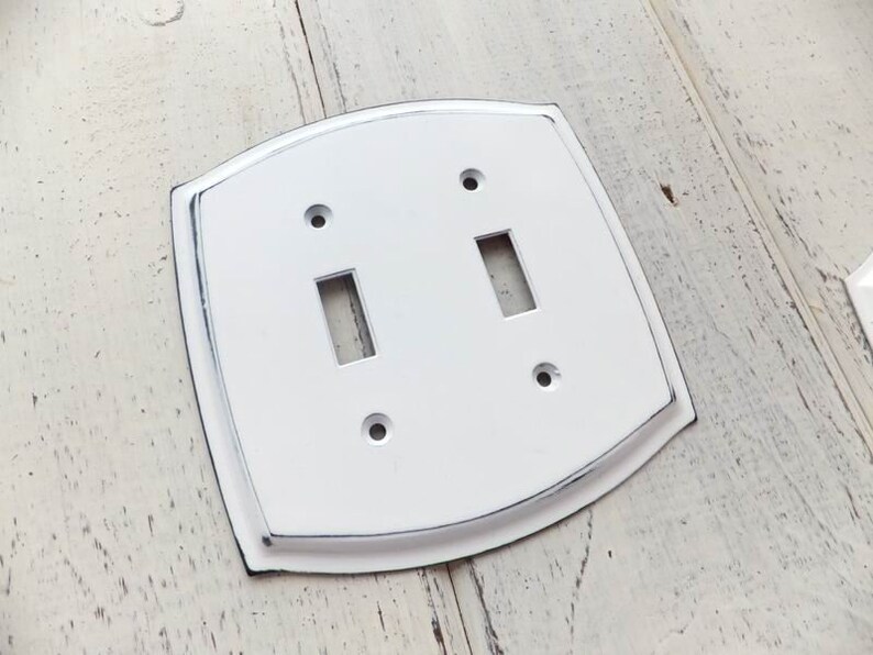 Farmhouse Metal Light Switch Plates Shabby Chic White - Etsy