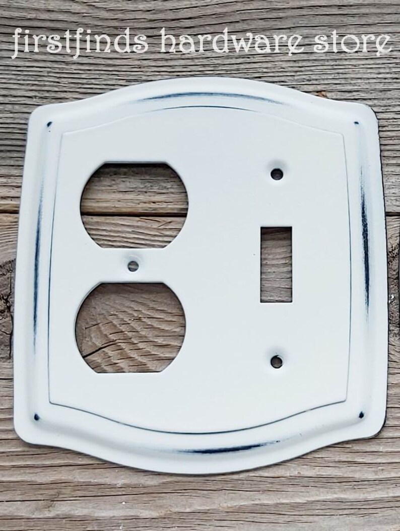 Farmhouse Metal Light Switch Plates Shabby Chic White - Etsy