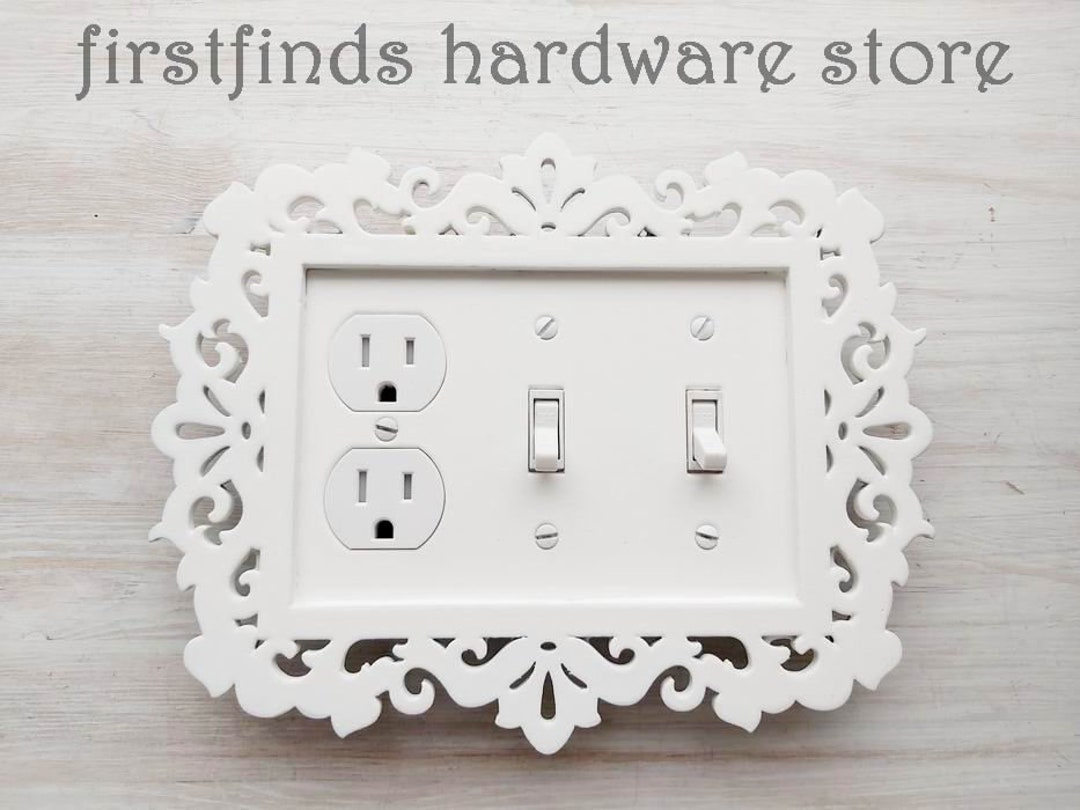 Unique Combination Electrical Cover White Wood Light Switch Plate ...