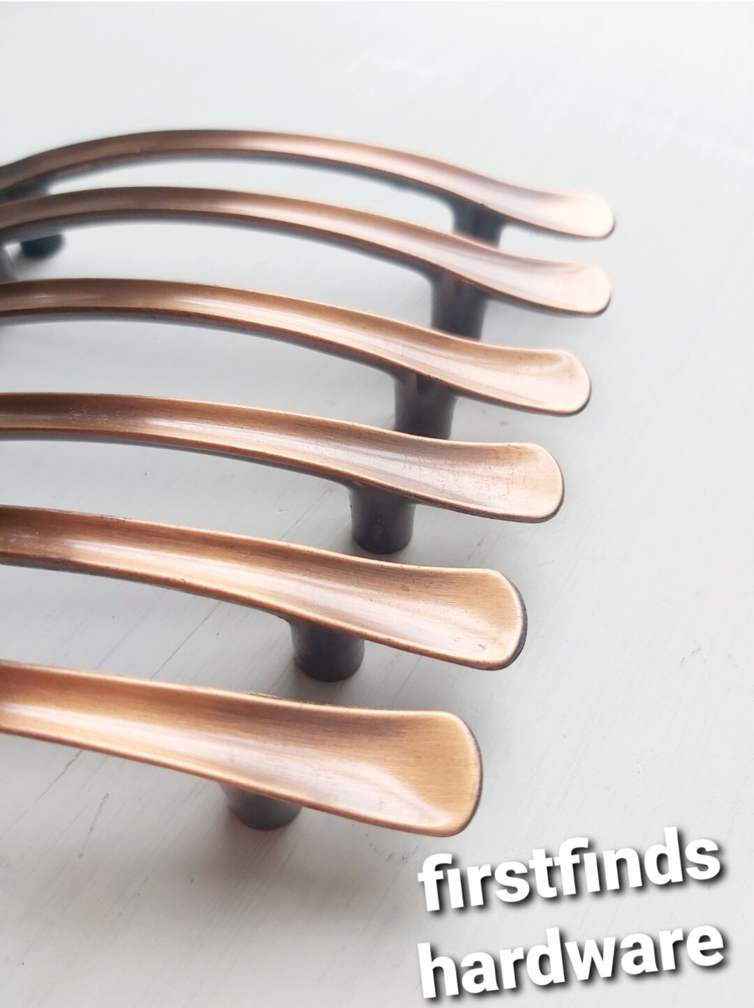 10 AVAIL Copper Finish MCM Drawer Pulls Used Furniture Handles Dresser ...