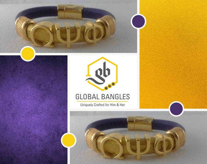 Divine 9 OMEGA Psi Phi Fraternity Gold Letters Purple Gold Leather ...