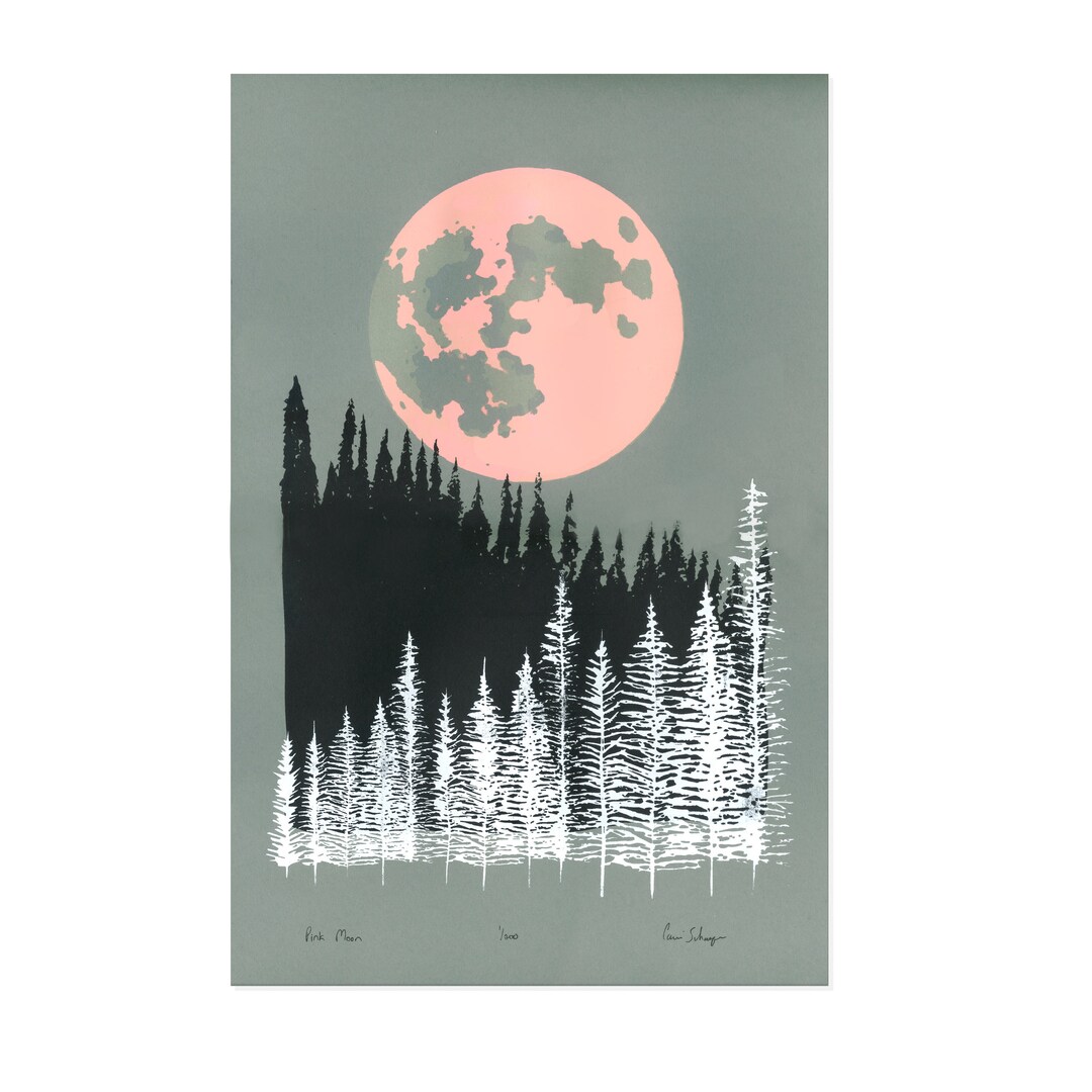 Pink Moon | Glow-in-the-dark 11x17 Silk-screen Print - Etsy