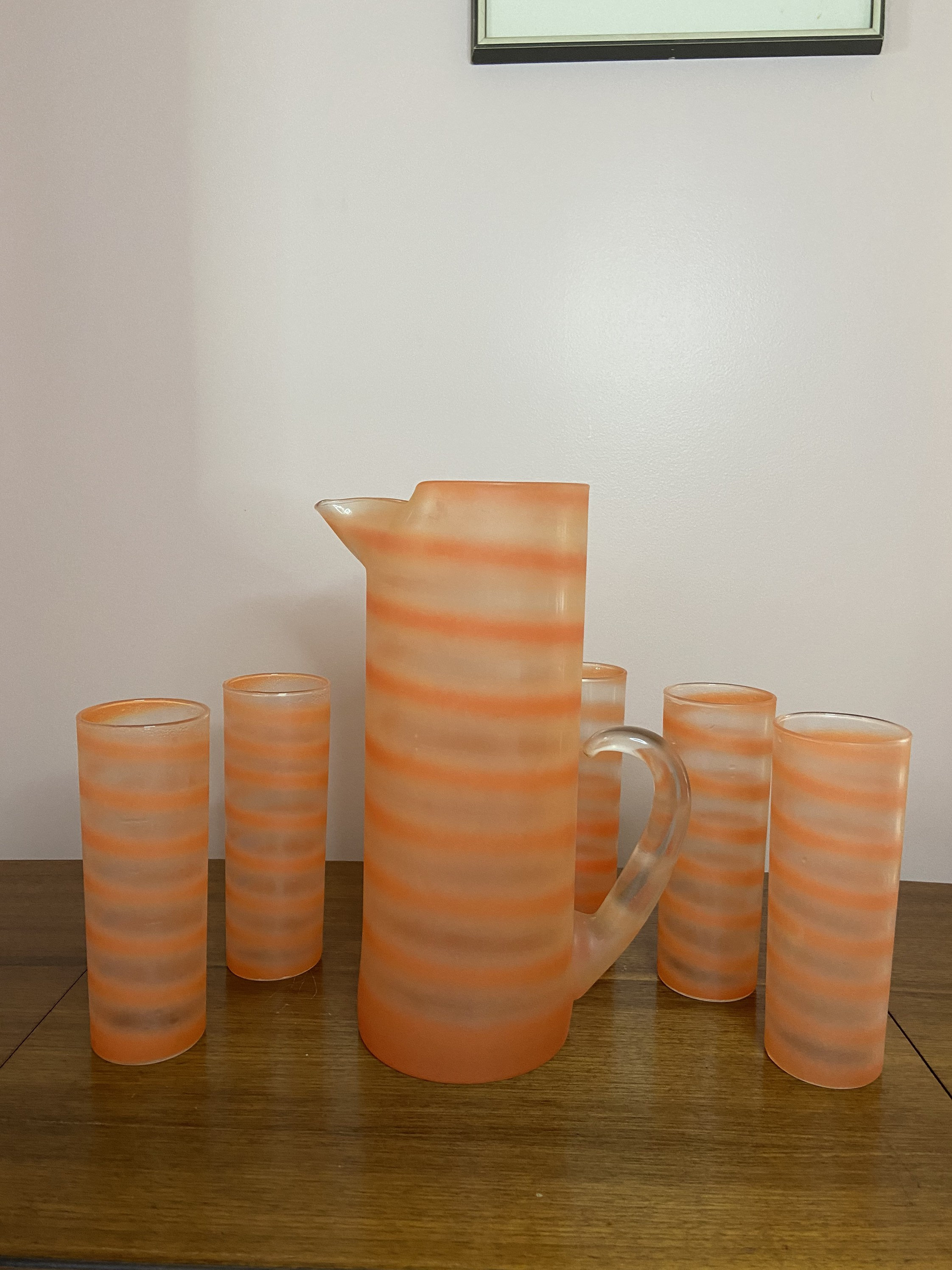Blendo Pinky Peach Swirled Pitcher and Glasses Set - Etsy