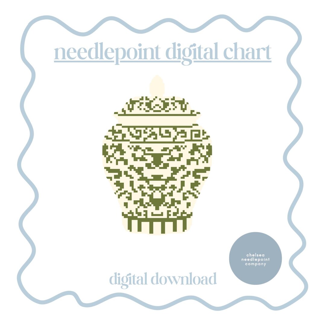 Ginger Jar (green) Needlepoint Chart, (digital Download) - Etsy