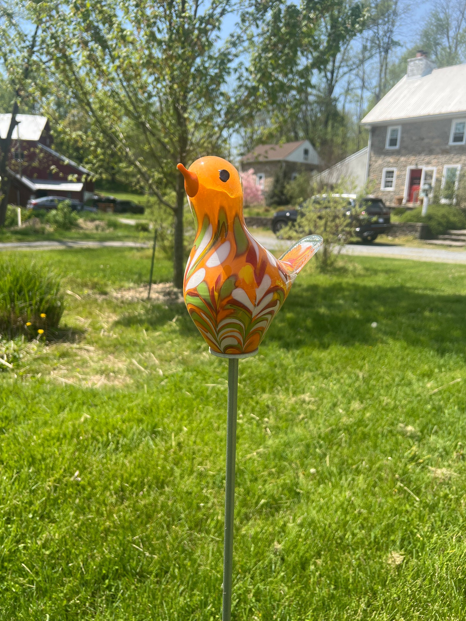 Large Chickadee Garden Sculpture - Orange - Etsy