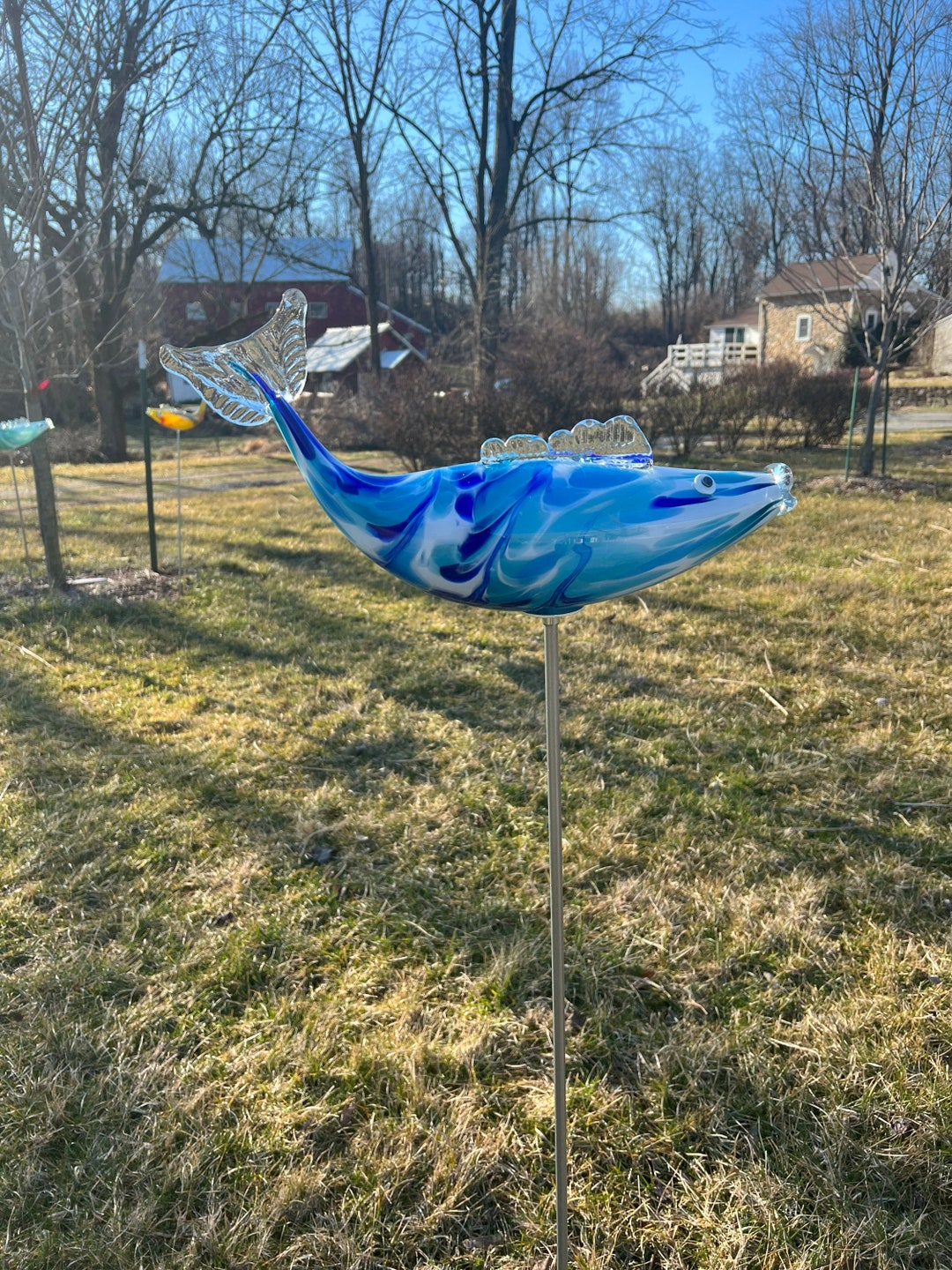 Fish Garden Sculpture - Blue - Etsy