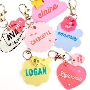 Custom Kids Name Keychain: Back to School Emergency Contact Tag - Etsy