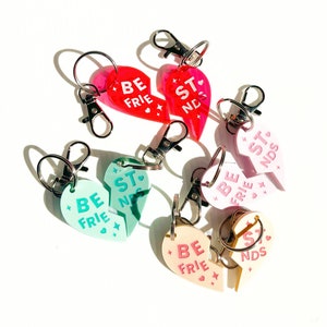 Best Friends Acrylic Heart Keychain Set – BFF Gift - Etsy