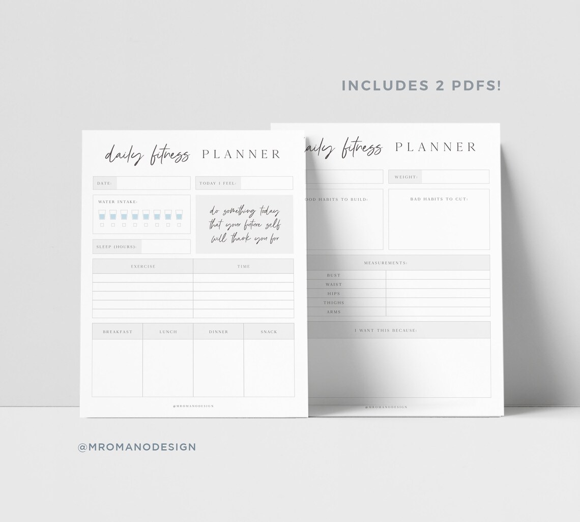 Fitness Planner Printable Fitness Goals Printable Planner - Etsy