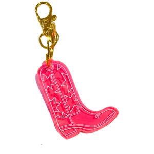 Cowgirl Boot Keychain - Rodeo - Hot Pink - Neon - Key Ring - Cute ...