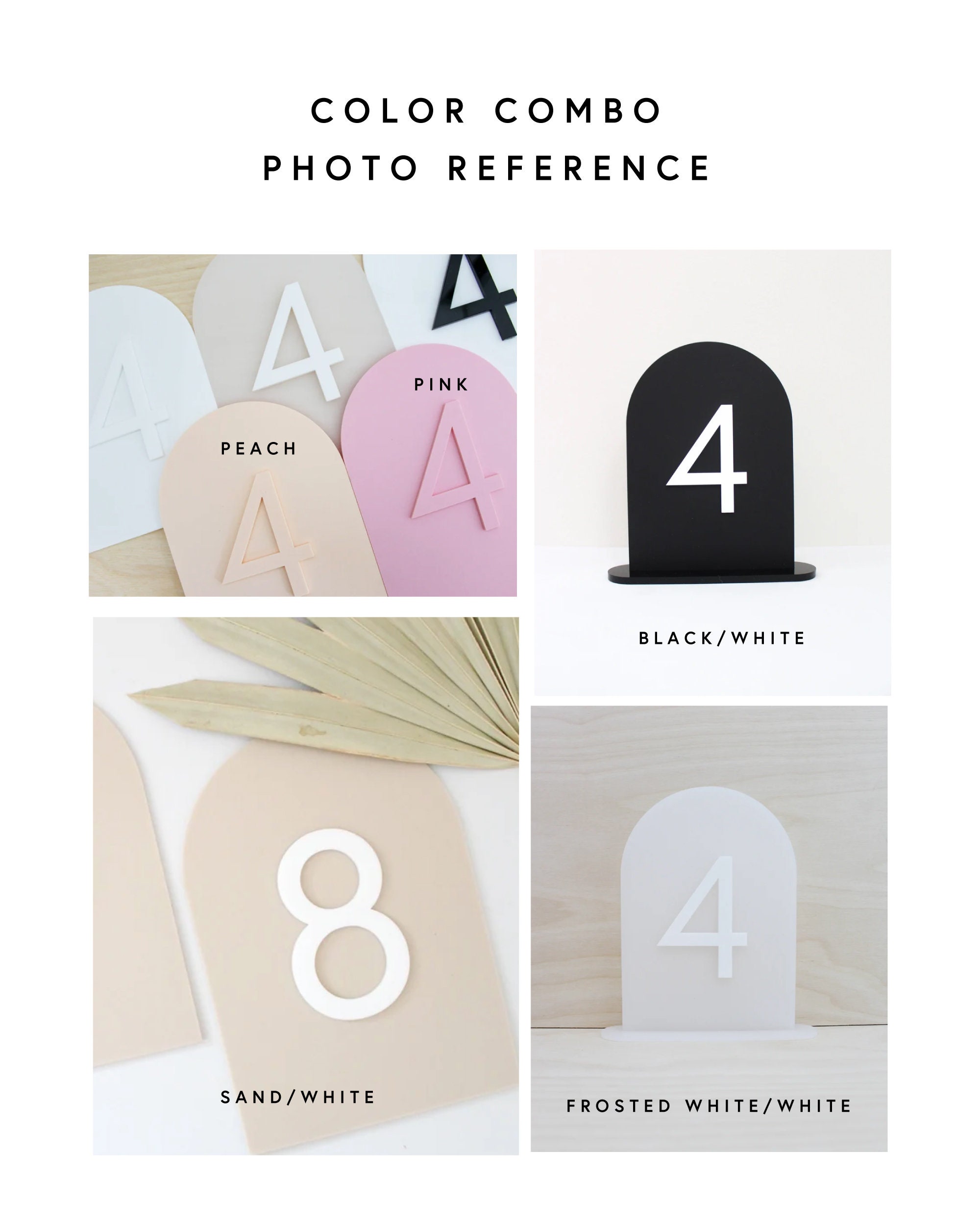 Half Arch Acrylic Table Numbers • matte • arched • Table Number Wedding ...