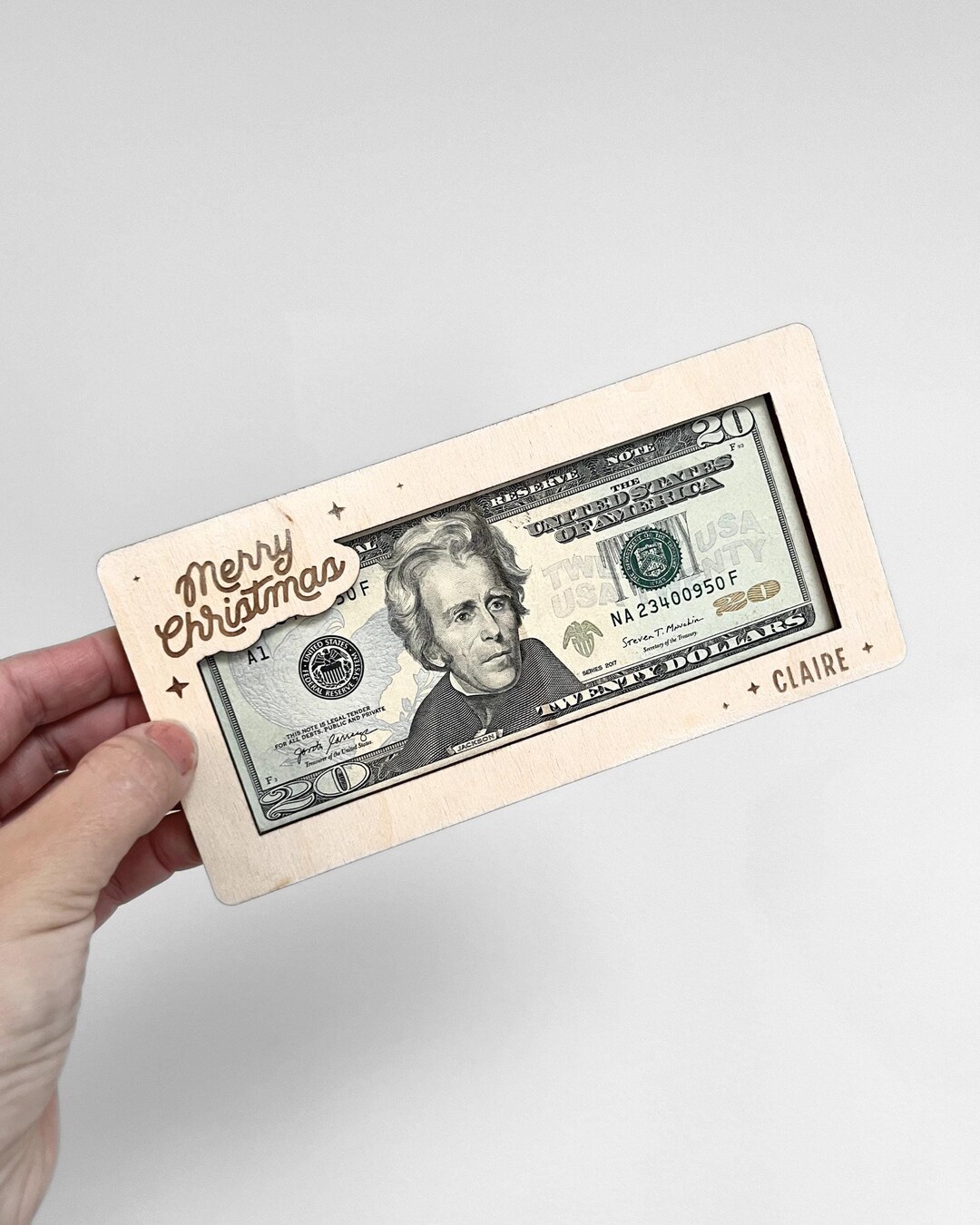 Personalized Wood Christmas Money Holder Ornament: Engraved Cash Gift ...
