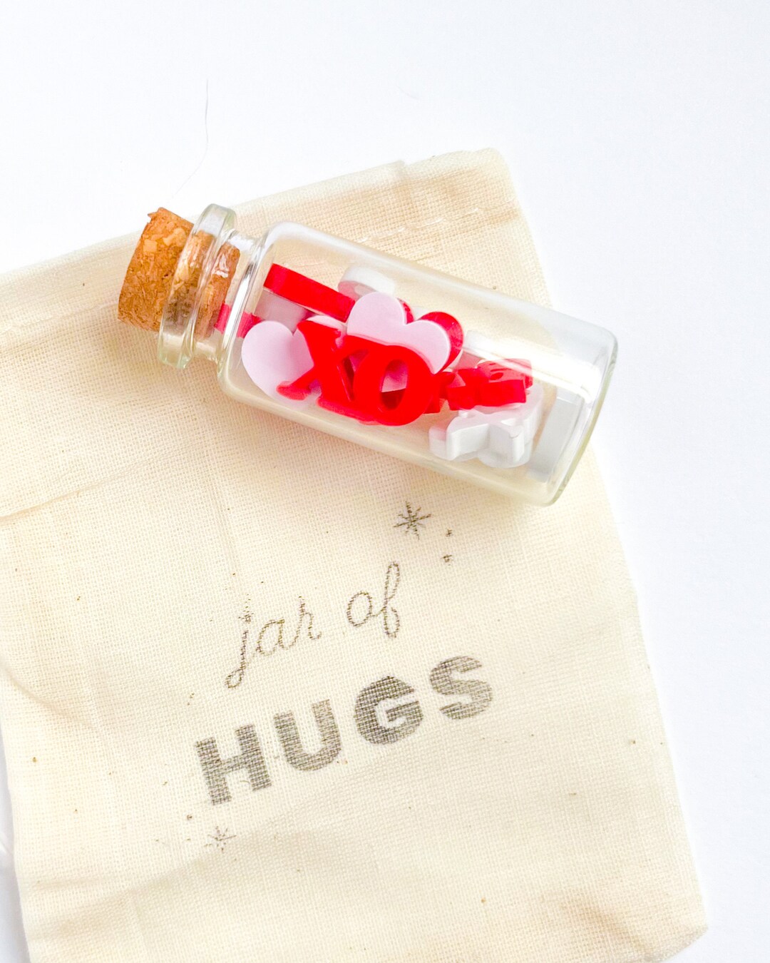 Pocket Hug Jar: Long Distance Gift With Hearts & XO - Etsy