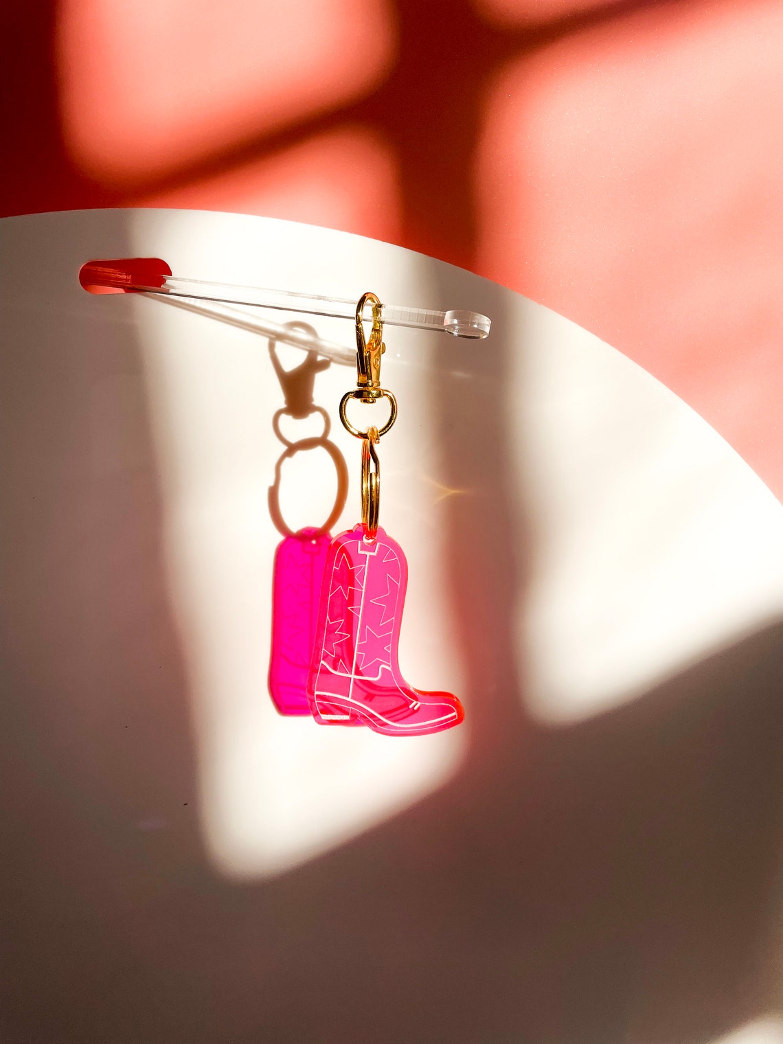 Cowgirl Boot Keychain Rodeo Hot Pink Neon Key Ring - Etsy