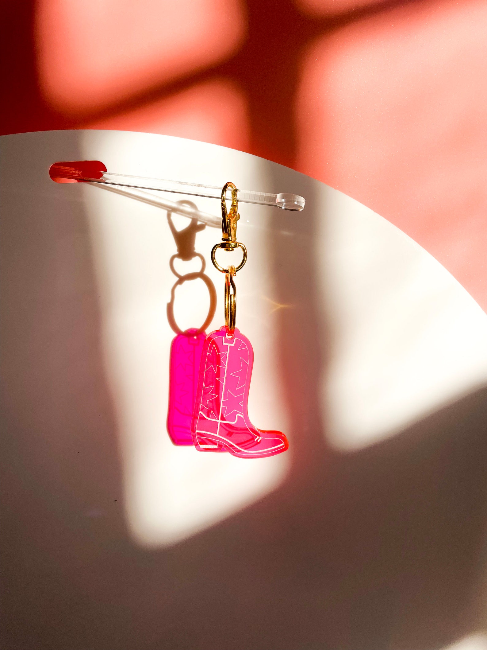 Cowgirl Boot Keychain Rodeo Hot Pink Neon Key Ring - Etsy