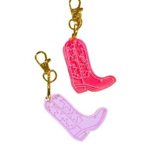 Cowgirl Boot Keychain - Rodeo - Hot Pink - Neon - Key Ring - Cute ...