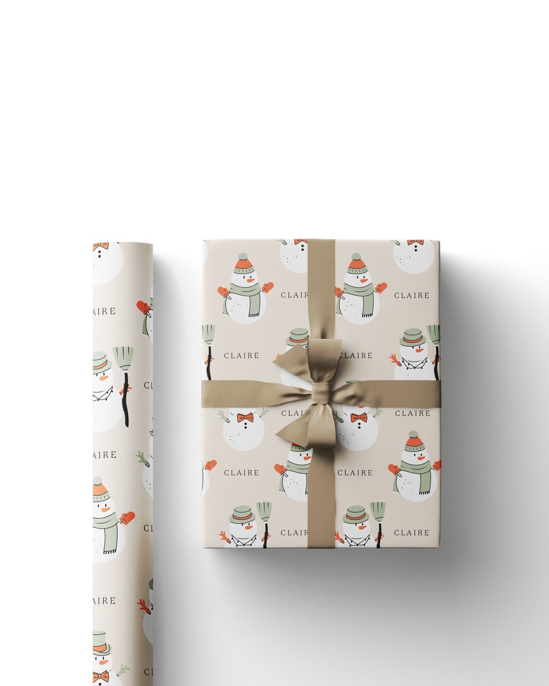 Custom Name Wrapping Paper • custom Holiday Snowman Wrapping Paper ...