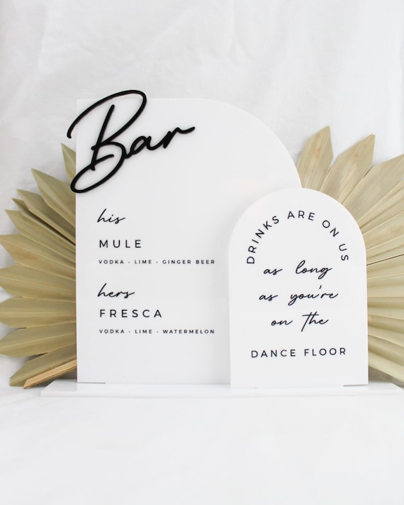 Custom Menu Arch Bar Sign| Double Arch Acrylic Bar Sign Wedding Acrylic ...