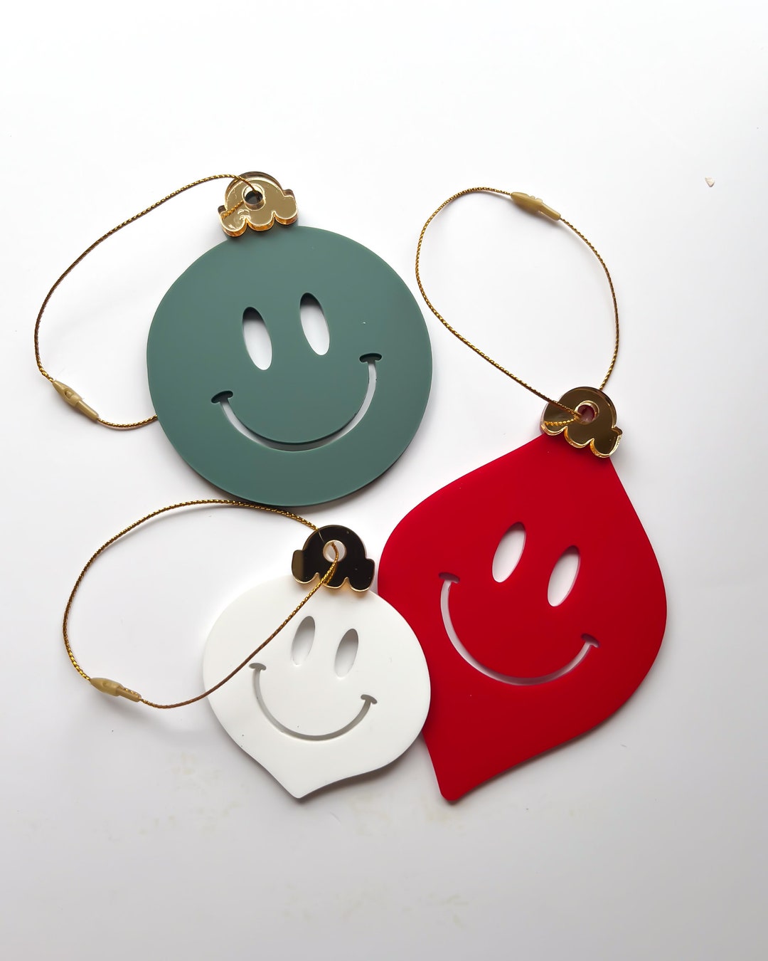 Smiley Ornament Set of 3 christmas Ornament Gift - Etsy
